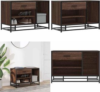 vidaXL Vidaxl - Schuhbank Braun Eichen-Optik 80x40x53,5 cm Holzwerkstoff Metall