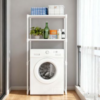 Generic Ablage &uuml;ber Waschmaschine und Trockner - Robustes Metallregal mit Kippsicherung, besonders stabil for Waschk&uuml;che und Balkon(White)