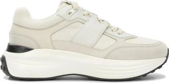 Tod's Femme, Chaussures, Gris, Taille: 40 EU Baskets en cuir et tissu 81L