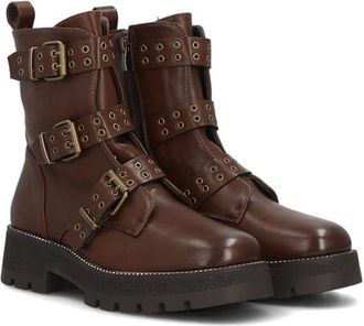 Shoes & Blues Bottines pour femme avec semelle plateforme, orn&eacute;es de plusieurs bandes d&eacute;coratives avec boucles et clous m&eacute;talliques, avec fermeture &agrave; glissi&egrave;re. Id&eacute;