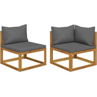 vidaXL 2-tlg. Sofa-Set mit dunkelgrauen Kissen Akazie Massivholz - Vidaxl