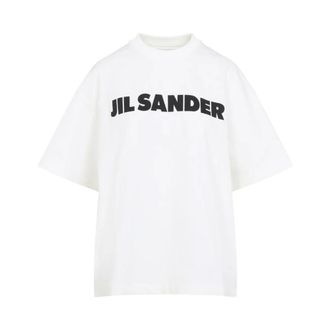 Jil Sander Femme, Tops, Blanc, Taille: 42 FR Logo T-Shirt