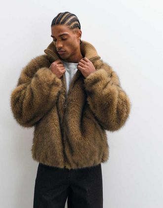 Asos bomber en faux-fur marron