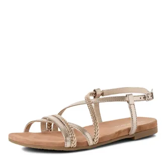 Tamaris Riemchensandale TAMARIS, Damen, Gr. 39, champagner, kombiniert, Leder, Lederimitat, unifarben, Schuhe Riemchensandale, Sommerschuh, Sandalette mit fei