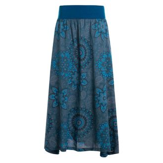 vishes Langer Damen Herbstrock mit Mandalas in t&uuml;rkis I Gr&ouml;&szlig;e 2XL (44) I Handgefertigt aus 100% Baumwolle I Rock mit breitem Bund I F&uuml;r warme & kalte Monate 