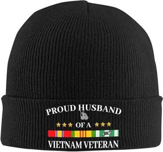 Generic Bonnet en Tricot Fier &Eacute;poux dune V&eacute;t&eacute;rane du Vietnam Thermique Chapeau Doux Bonnet Hiver pour Sport D&eacute;contract&eacute;e Ski