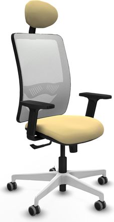 Piqueras y Crespo B&uuml;ro-Rollstuhl Zulema mit 2D-Armen, h&ouml;henverstellbarer Lendenwirbelst&uuml;tze und festem Kopfteil, ausgestattet mit 3 Positionen und Schneidschaum, Wei&szlig;/C