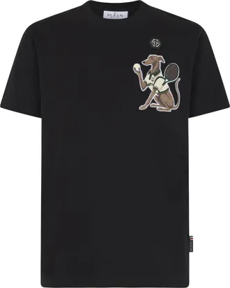 Philipp Plein Round Neck T-Shirt Tennis Pet Patch