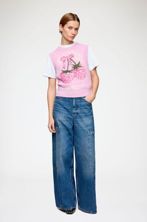 Ganni Gilet en laine graphique Rose - Pour Femme