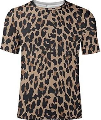 Hugs Idea T-shirt dété tendance pour homme - Manches courtes - Imprimé graphique 3D - XS-4XL, Motif léopard Marron, L
