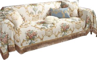 Generic Sofaüberwürfe Chenille Sofabezug mit dekorativen Quasten für 1/2/3/4 Sitzer Sofabezug Vielseitige Sofaüberwurf Sofadecken