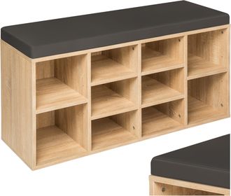 TecTake Schuhschrank mit Sitzbank, Schuhregal, Sitzbank mit Stauraum für 10 Paar Schuhe, Garderobe, Garderobenschrank, Schuhbank mit Sitzfläche, Sitzkissen Ba