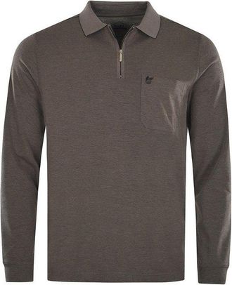 Hajo Langarm-Poloshirt Softknit-Poloshirt in Minimaldessin