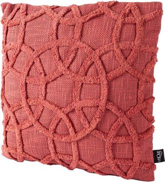 Schöner Leben Kissen mit 3D Reliefdessin Kreise Rosenholz rot 45x45cm