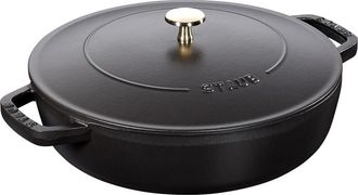 Staub Gusseisen Bräter, Rund 24 cm, 2,5 L, Chistera Tropfenstruktur im Deckel für optimale Befeuchtung/Aromaregen, Für alle Herdarten geeignet inkl. Indukti