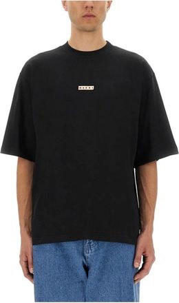 Marni Homme, Tops, Noir, Taille: M T-shirt oversize avec &eacute;cusson logo
