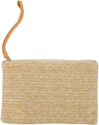 Hemoton Pochette En Paille Petite Fermeture &Eacute;clair Paquet &agrave; Main En Paille Pour Femme Plage &Eacute;t&eacute; Style Naturel Dor&eacute;