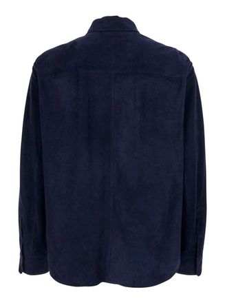 Giorgio Armani Mens Jacket Blue Suede Lamb Leather Coat
