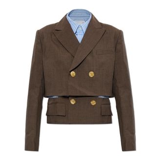 sacai Suiting x Popeline Jacke - - Jackets - Damen - Braun - S
