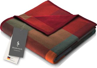 BIEDERLACK Flauschige Kuscheldecke Pure Cotton Karo I Made in Germany I Öko-Tex Made in Green I bunt Karierte Wohndecke aus 100% Baumwolle I Couch-Decke 150x200 