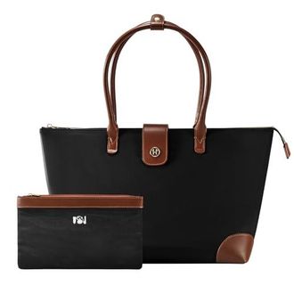 Victoria Hyde London Grand sac cabas en nylon pour femme, pour l&eacute;cole, le travail, le bureau, les voyages, le shopping, la vie quotidienne, Noir