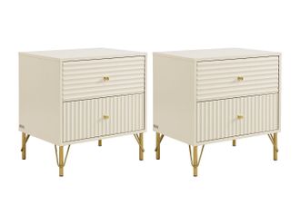 Vente-Unique Lot de 2 Tables de Chevet 2 tiroirs - Beige - LOUREO