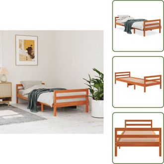 vidaXL Massivholzbett ohne Matratze Wachsbraun 80x200 cm Kiefernholz - Holzbett - Kiefernholzbett - Massives Holzbett - Doppelbett - Bettrahmen