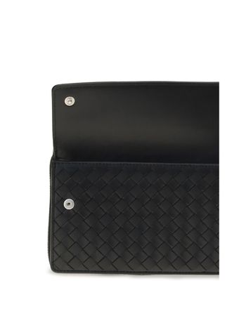 Bottega Veneta Mens Wallet Intrecciato Nappa Black-Silver Calf Leather Umbrellas Black/silver