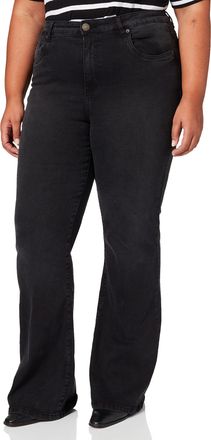 Urban Classics Damen Hose Ladies High Waist Flared Denim Pants Black Washed 29