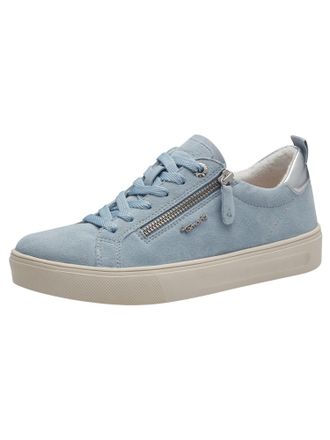 Tamaris Comfort Damen Sneaker flach mit Rei&szlig;verschluss Freizeit, Blau (Sky Suede), 39 EU