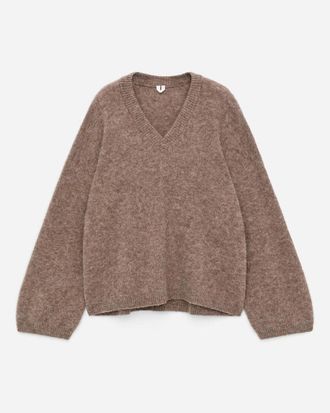 Arket V-Pullover Aus Alpakawolle Und Wolle -Beige