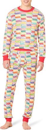 Amazon Essentials Disney | Marvel | Star Wars Herren Eng anliegende Schlafanzug-Sets, Marvel Holiday Bricks - Mens Snug-fit, XXL