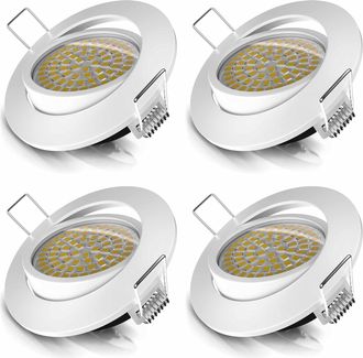 Brandson 4x LED Deckenspot dimmbar Einbaustrahler schwenkbar - Ultra Flache Spots Einbauleuchte - Einbauspot Deckenstrahler - Abstrahlwinkel 120 Grad - 230V - 