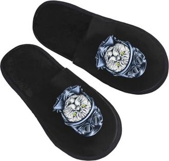 Generic Pantoufles &agrave; Hiver Chat avec casque Confortable Chaussons Femme L&eacute;g&egrave;re Chaud Maison Pantoufles Homme Femme M