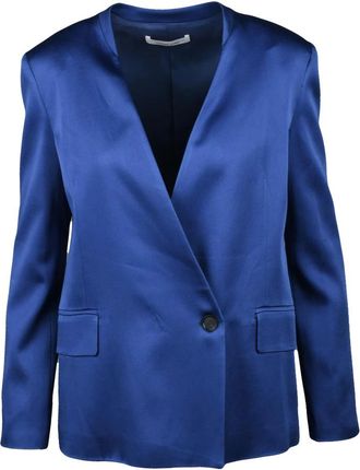 Liviana Conti Femme, Vestes, Bleu, Taille: 34 FR Blazer en satin