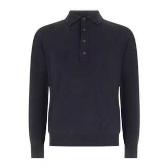 KANGRA Polo en laine et coton avec boutons - Homme - Tops - Bleu - Taille: 2XL