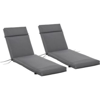 OUTSUNNY Lot de 2 matelas pour bain de soleil transat - cordons et velcros dattache - dim. 196L x 55l cm &eacute;p. 8 cm - polyester d&eacute;perlant gris