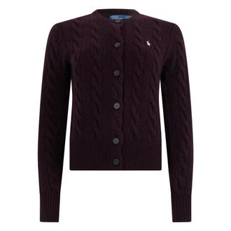 Polo Ralph Lauren Femme, Pulls, Violet, Taille: 38 FR Cardigan en laine et cachemire torsad&eacute;