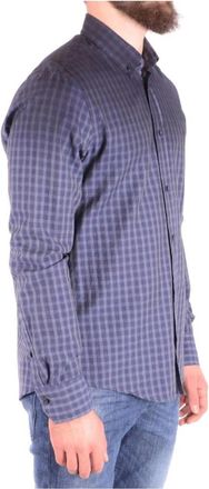 Dondup Homme, Chemises, Bleu, Taille: S Checked Long Sleeve Cotton Shirt