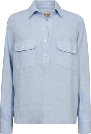 Mos Mosh MOS Mosh, Femme, Blouses et Chemises, Bleu, Taille: 40 FR Chemisier en lin &agrave; poches Skyway