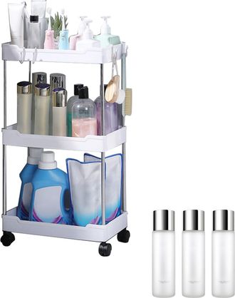 Generic Aufrollbarer Aufbewahrungswagen mit mehreren Ebenen auf R&auml;dern, Mehrzweckwagen f&uuml;r Getr&auml;nke, Snacks f&uuml;r Schlafzimmer, K&uuml;che, Bad, Wohnzimmer