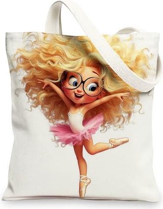 Generic Sac fourre-tout en toile pour fille de ballet - Réutilisables - Doux et léger - 33 x 38 cm