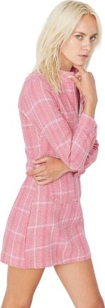 Trendyol Damen Woman Mini A-line V-Neck Woven Dress Kleid, Rosa, 42