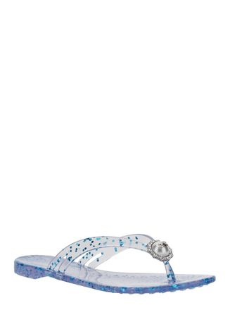 Casadei Womens Flip-Flop Sandal Crystal-Embellished Multicolour Pvc