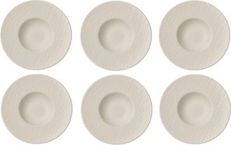 Villeroy & Boch Pastateller Set aus der Manufacture Rock Kollektion, aus Premium Porcelain, Farbe: Blanc, 6er Set, spülmaschinengeeignet, Durchmesser: 27 cm, 10-4240-