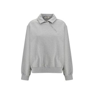 Miu Miu Cotton with Zip Collar Sweatshirt - Gray