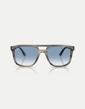 Ray-Ban Lunettes de soleil carrées à verres bleus - Havane gris