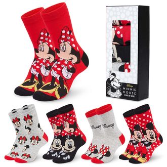 Disney Stitch Damen Socken, bunte warme Strümpfe mit Motiv, Geschenke für Frauen, Teenies, 5er-Pack (35-41 EU, Rot Minnie Mouse)