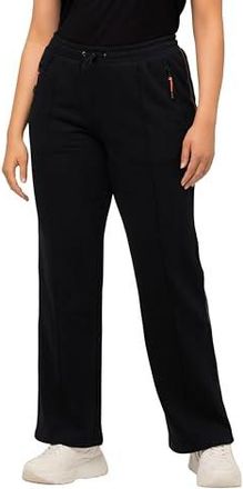 Ulla Popken Pantalon de Jogging à Rayures réfléchissantes, Noir, 48-50 Femme