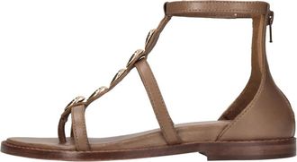 Emanuelle Vee Femme, Chaussures, Brun, Taille: 39 EU Sandales Plates en Cuir